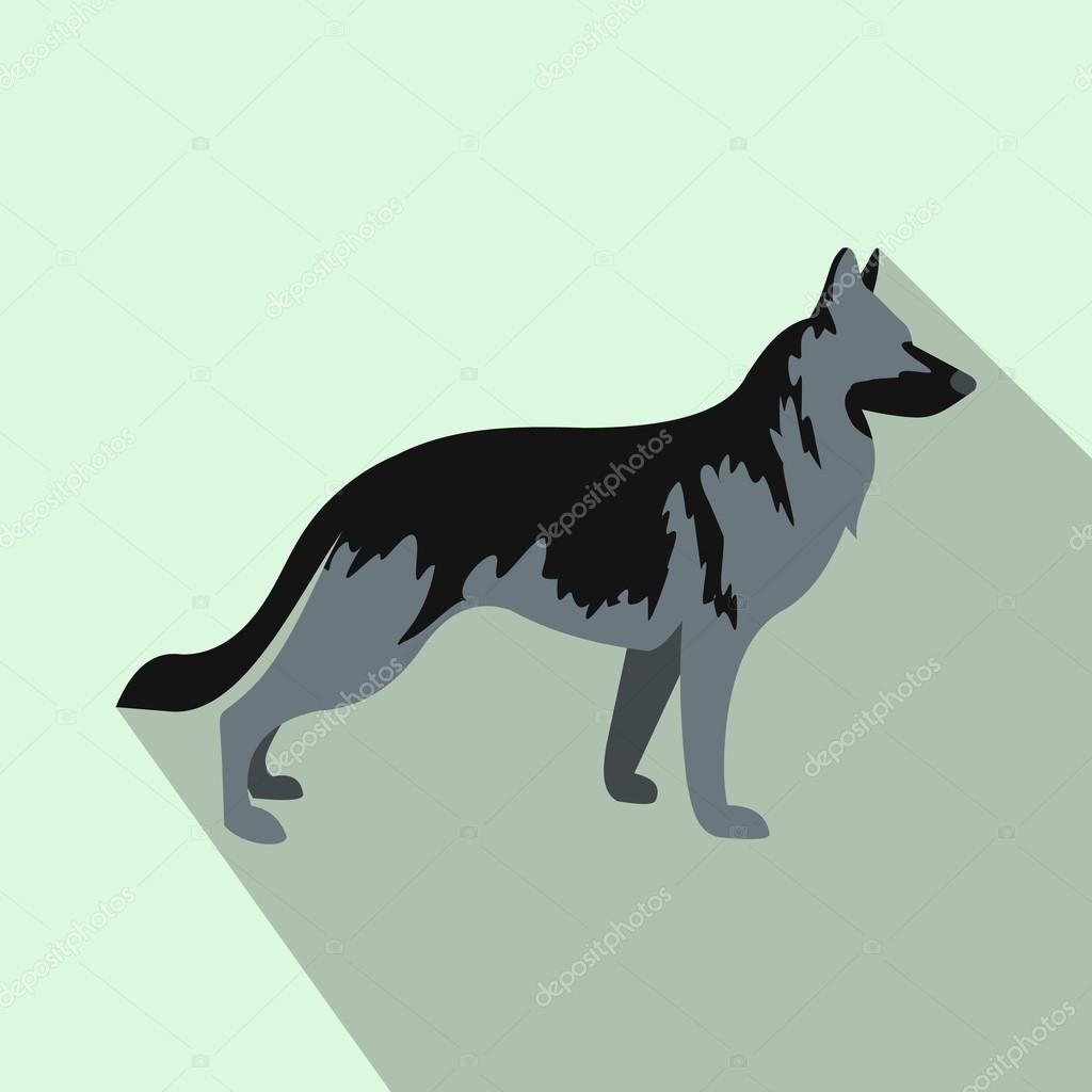 German Shepherd dog icon, flat style Stock Vector Image by ...
