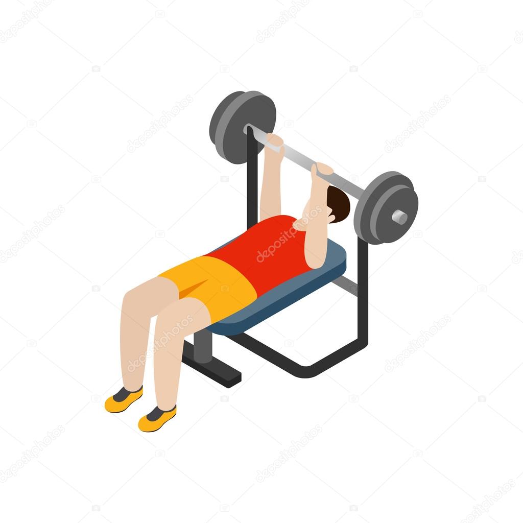 Man exercising on bench press icon, isometric 3d Stock Vector Image by ...