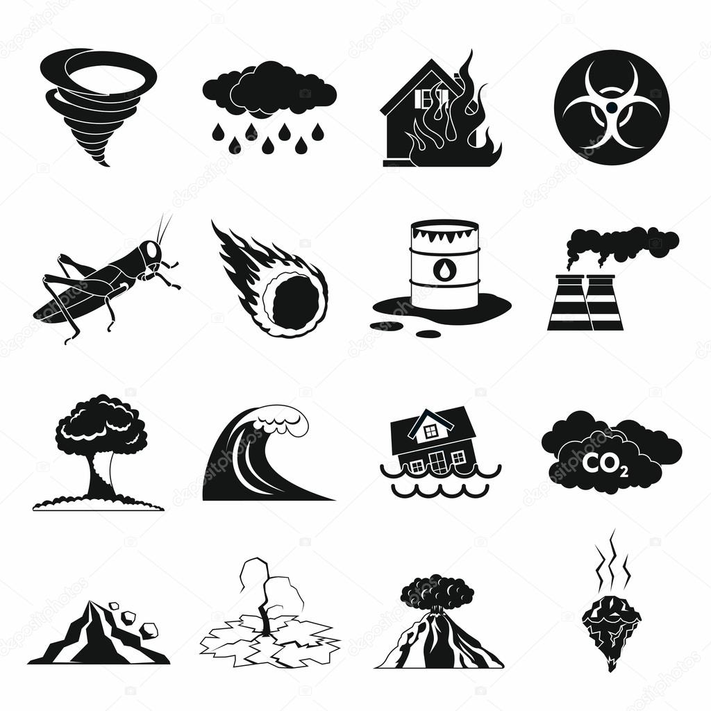 Natural disaster icons set, black simple style Stock Vector by ... Natural disaster icons set, black simple style Stock Vector by ...