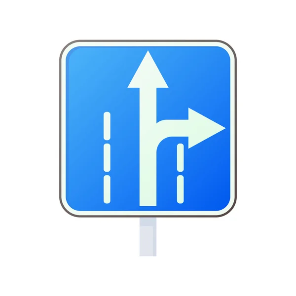 Warning traffic sign drive straight or right icon — Stock Illustration