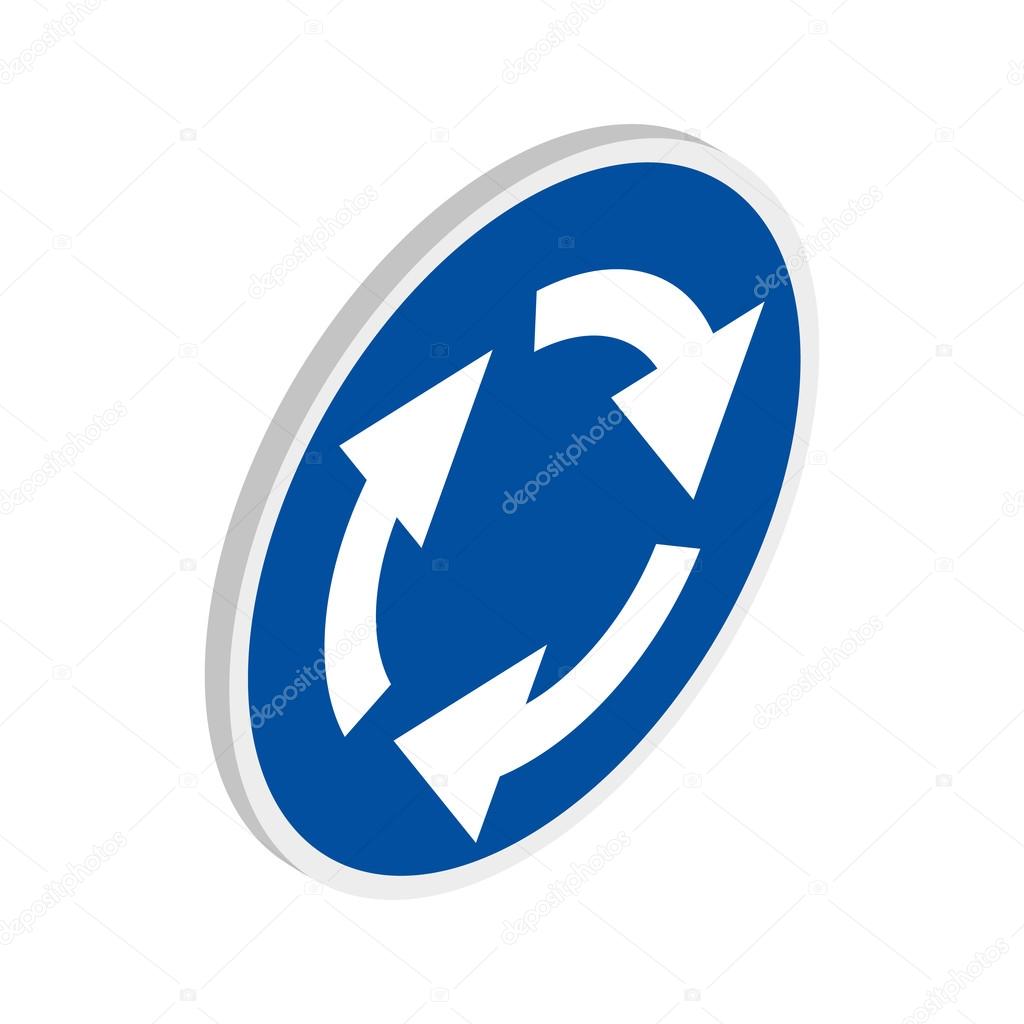 Señal de carretera redonda azul con el icono de flechas blancas 2024