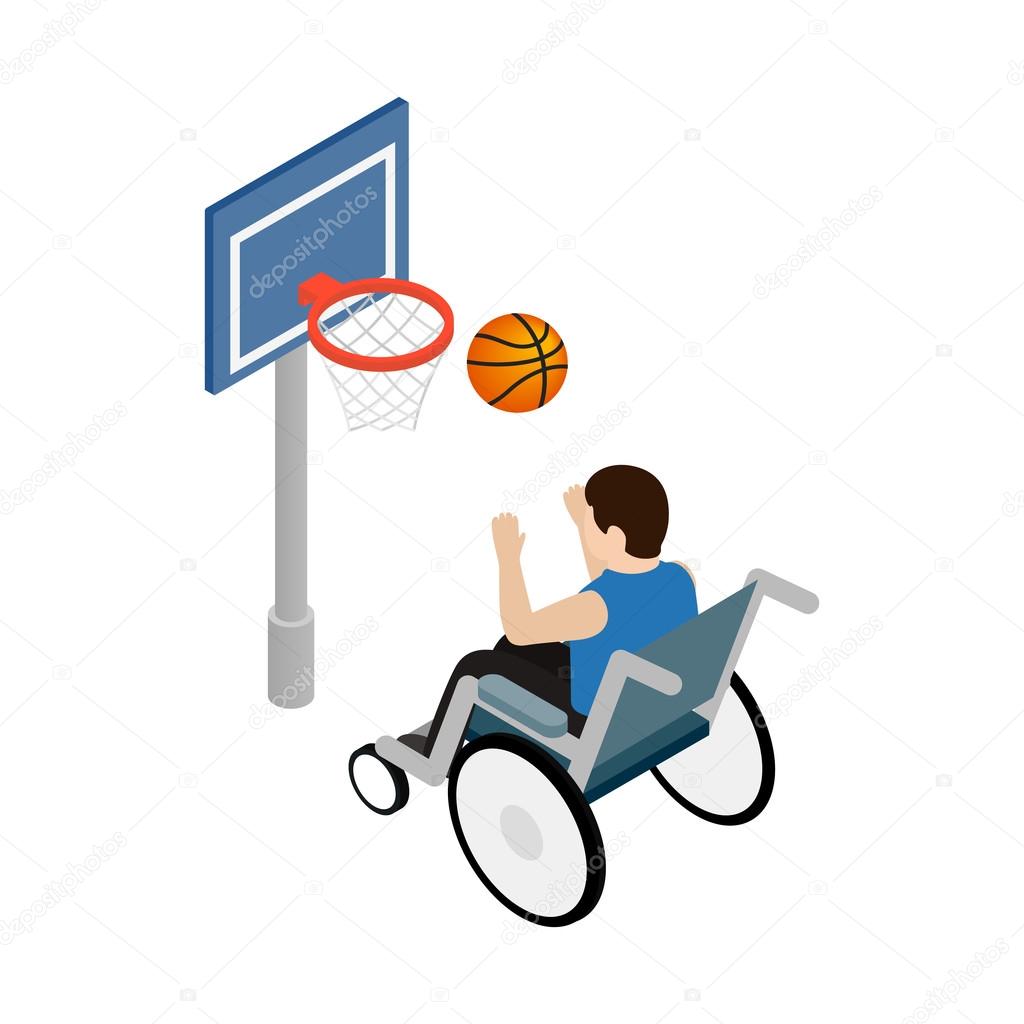 Man in a wheelchair playing basketball icon Stock Vector Image by ...