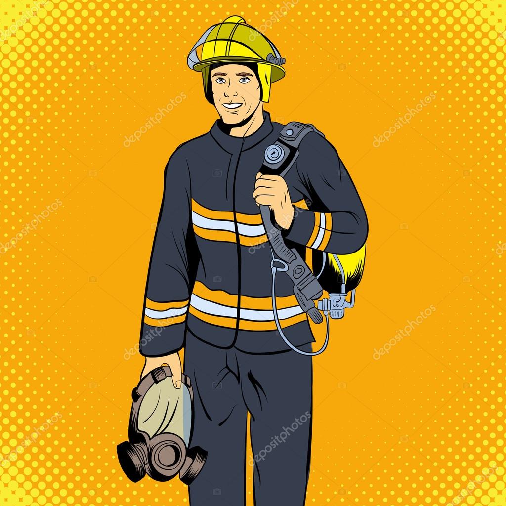 Firefighter comics character Stock Vector Image by ©juliarstudio #91475130