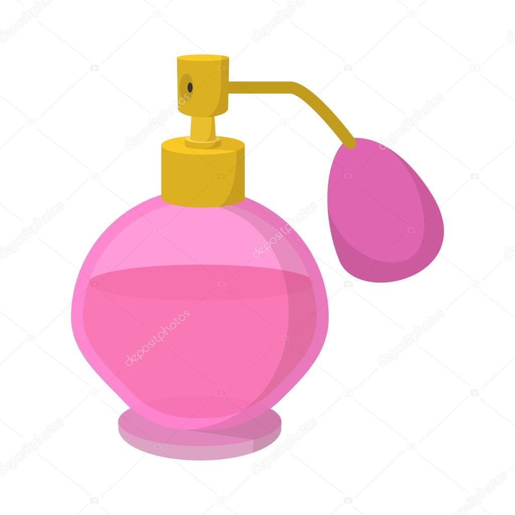 Botella rosa de perfume pulverización icono de dibujos animados Vector ...