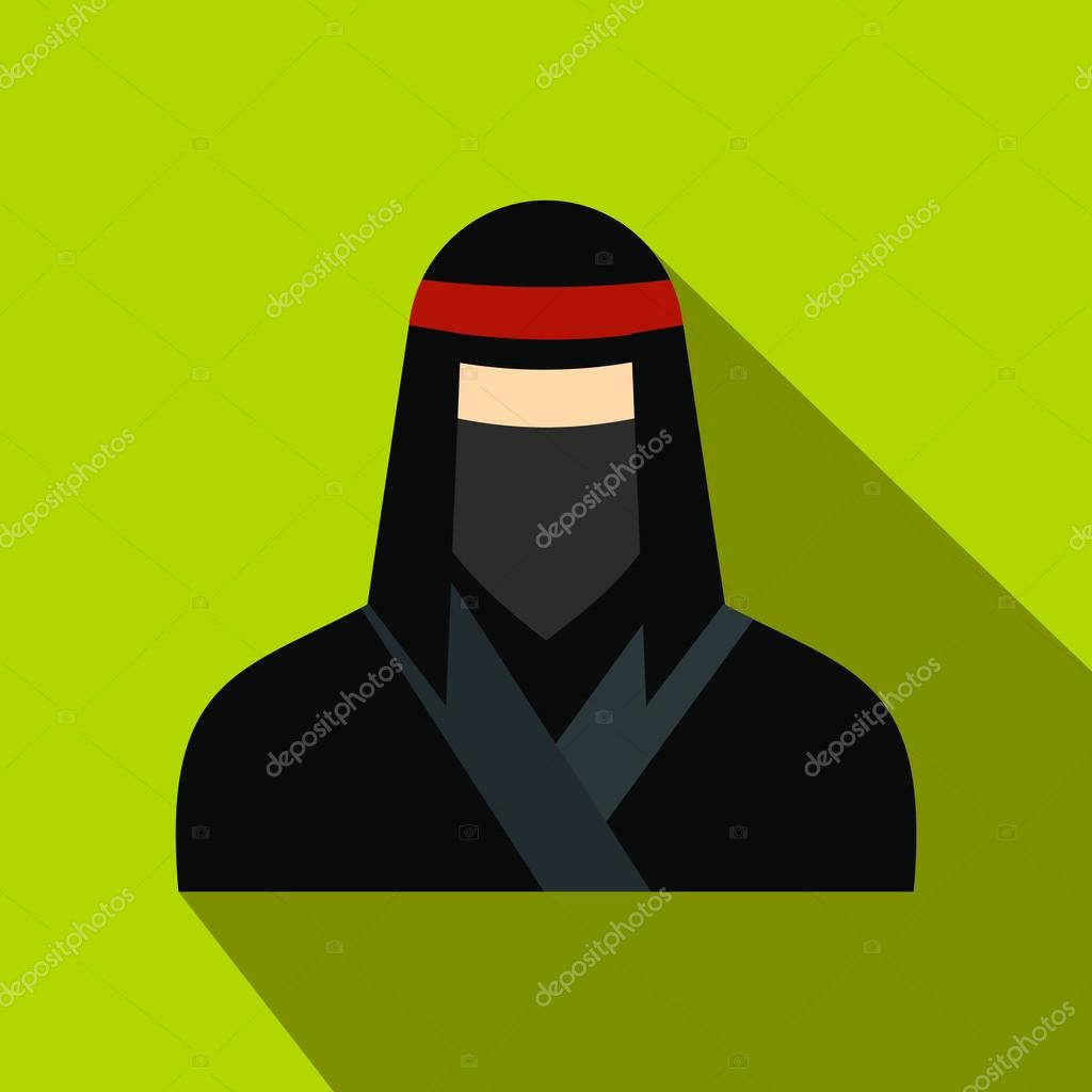 Female ninja in a black mask flat icon Stock Vector by ©juliarstudio ...