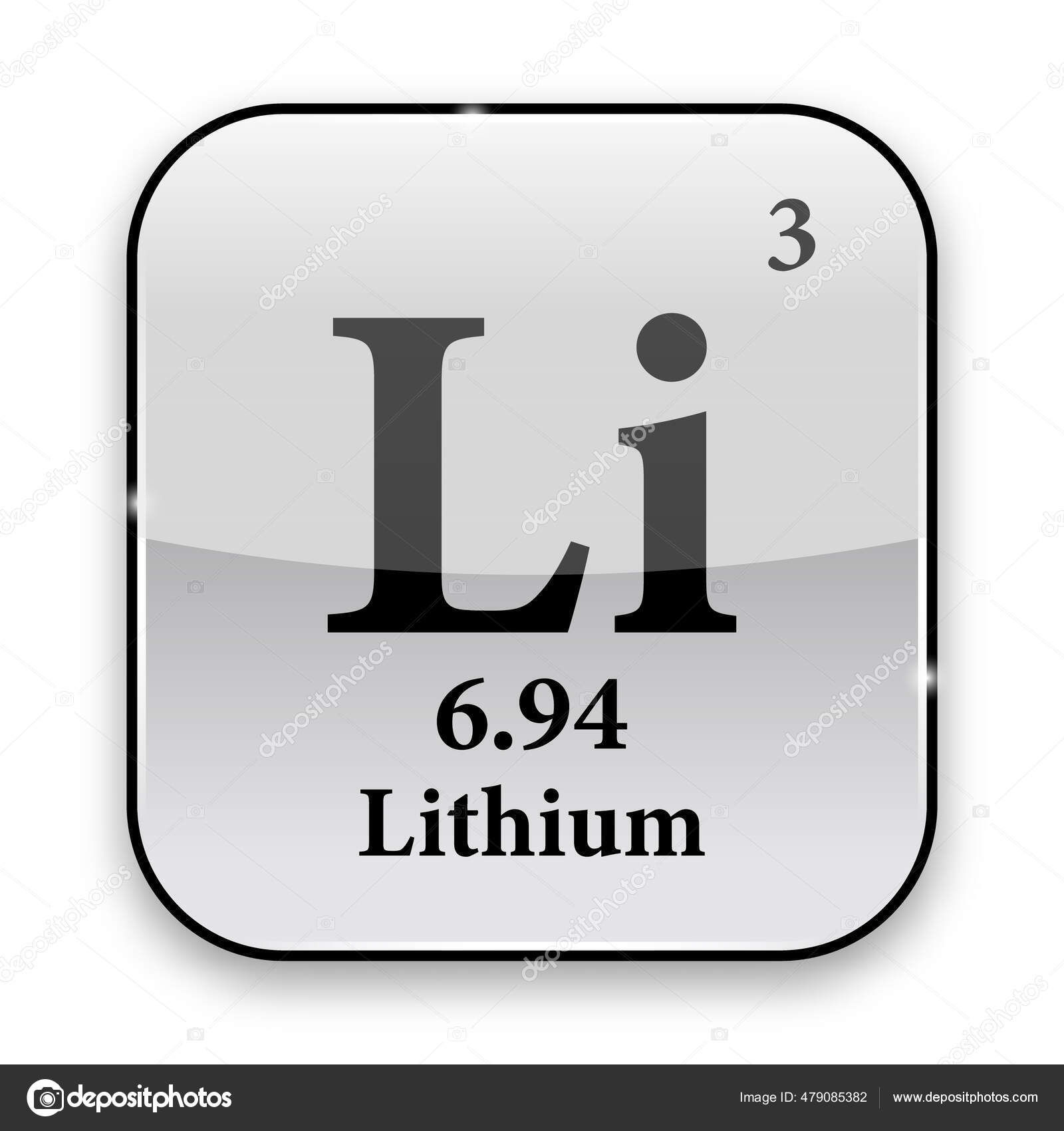 Lithium Symbol Chemical Element Periodic Table Glossy White Background ... Lithium Symbol Chemical Element Periodic Table Glossy White Background ...