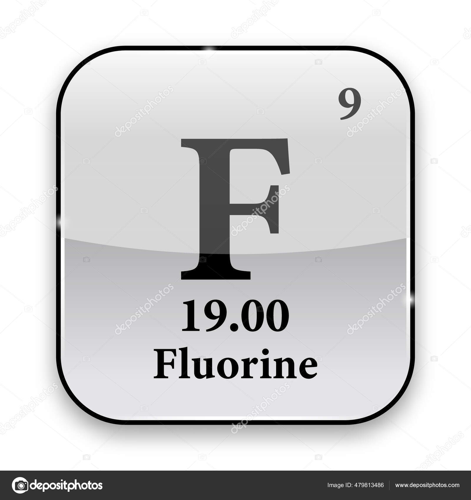 Fluorine Symbol Chemical Element Periodic Table Glossy White Background ...