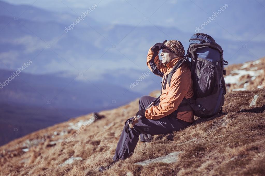 Hiker with Backpack in the wilderness — Stock Photo © lko-images #88736772