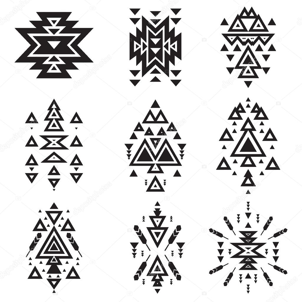 Tribal elements set. Aztecs symbol. Tribal symbol. Tribal art set ...
