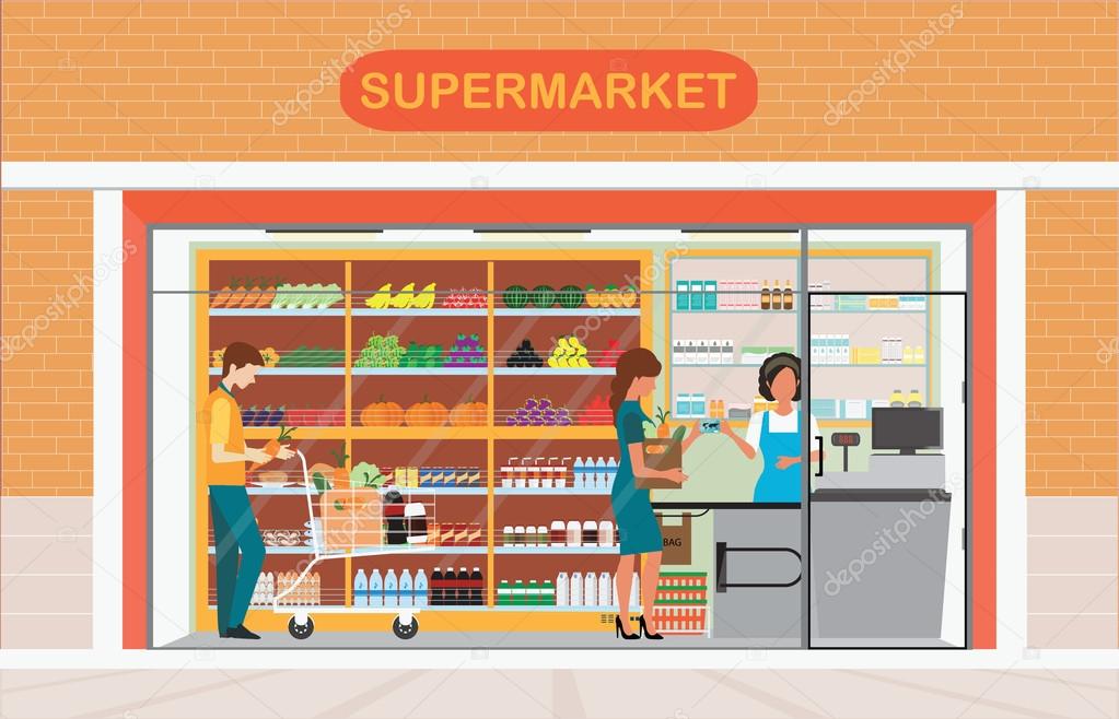 People in supermarket grocery store. Stock Illustration by ©poemsuk ...