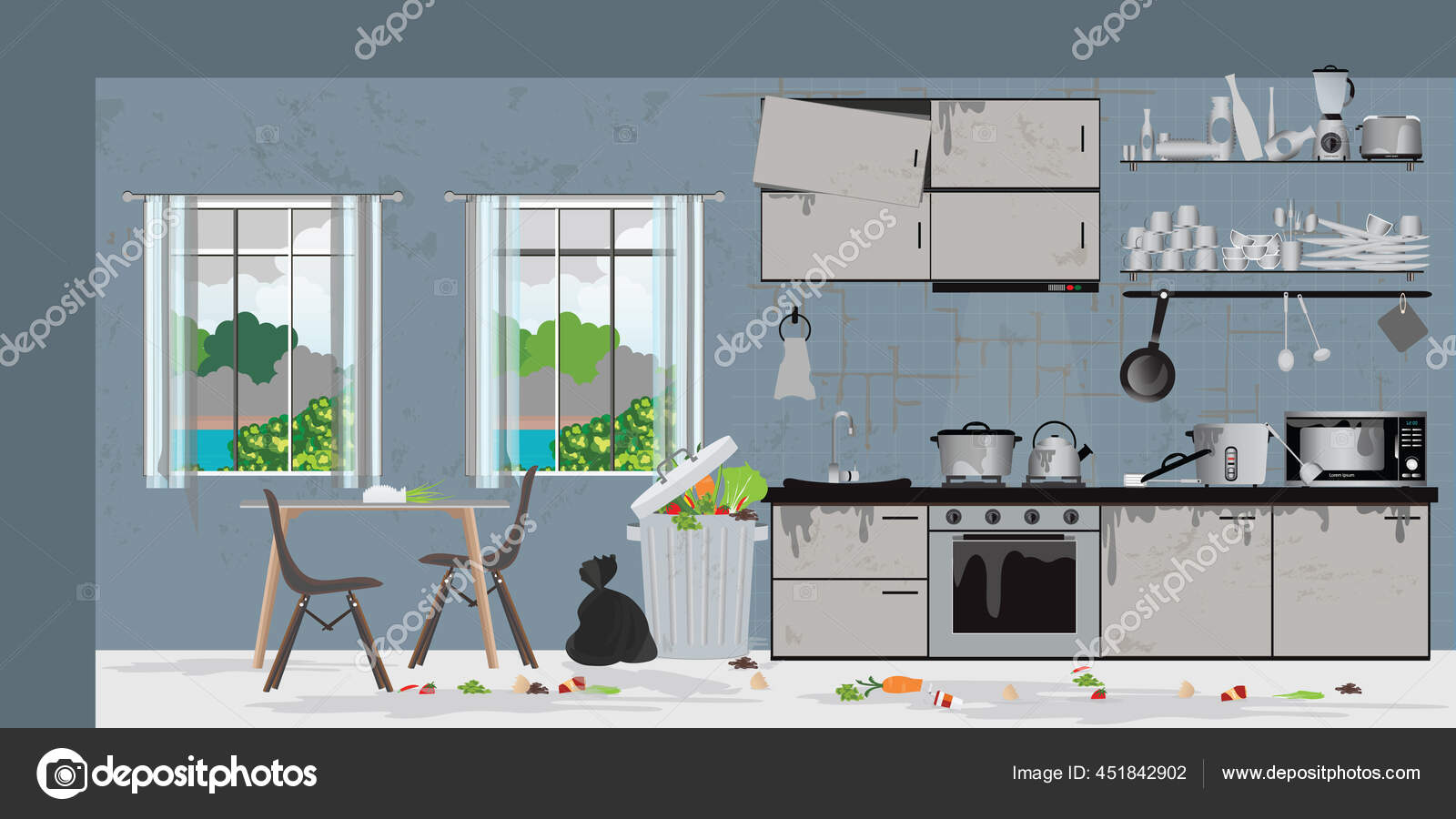 Dirty Kitchen Cooking Composition Dirt Unwashed Dirty Kitchen Full ...