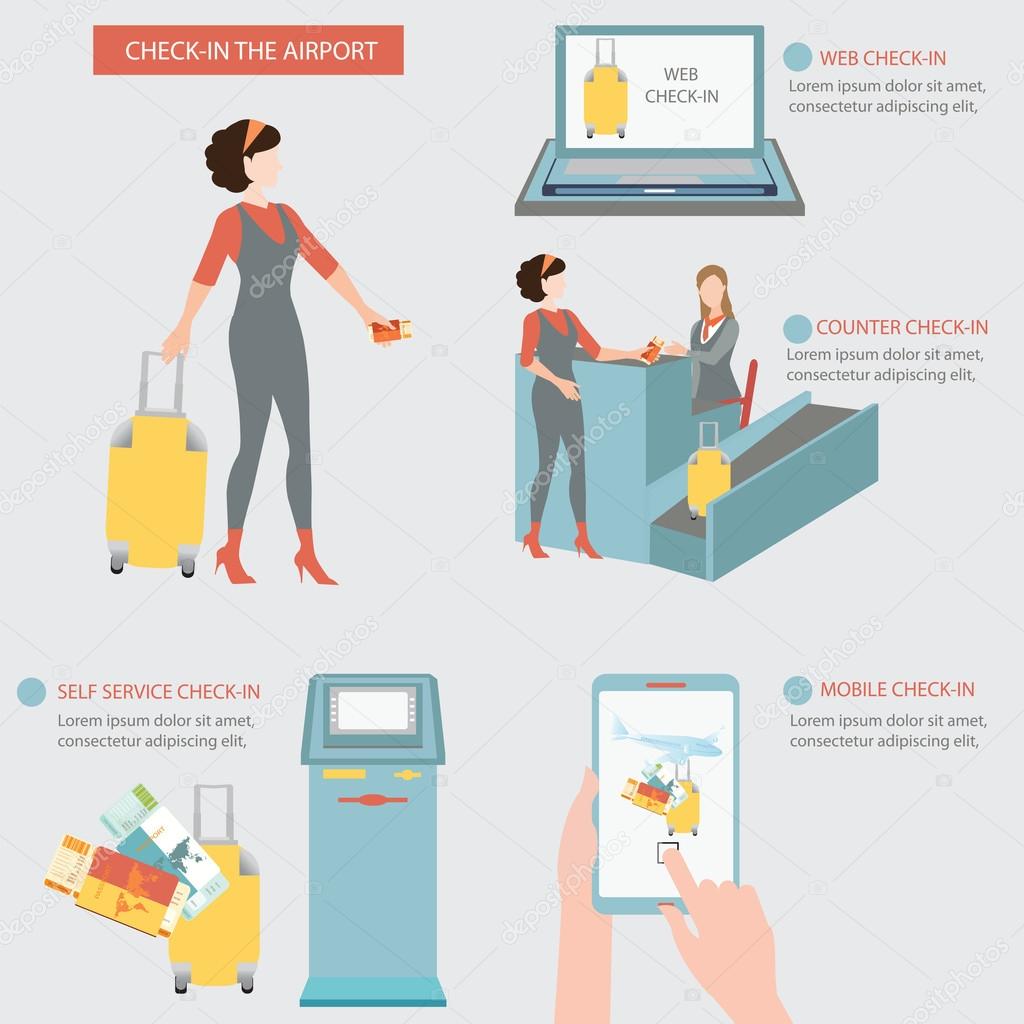Woman check-in at the airport. Stock Vector by ©poemsuk 91338964