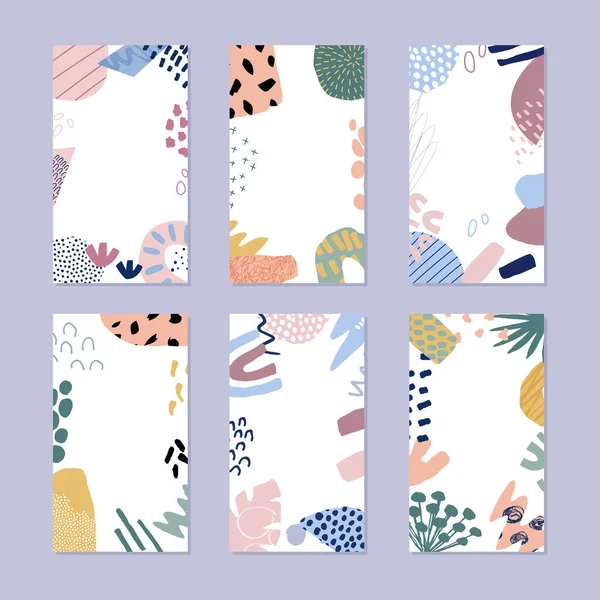 Set of abstract story backgrounds. Hand drawn natural pattern in trendy ...