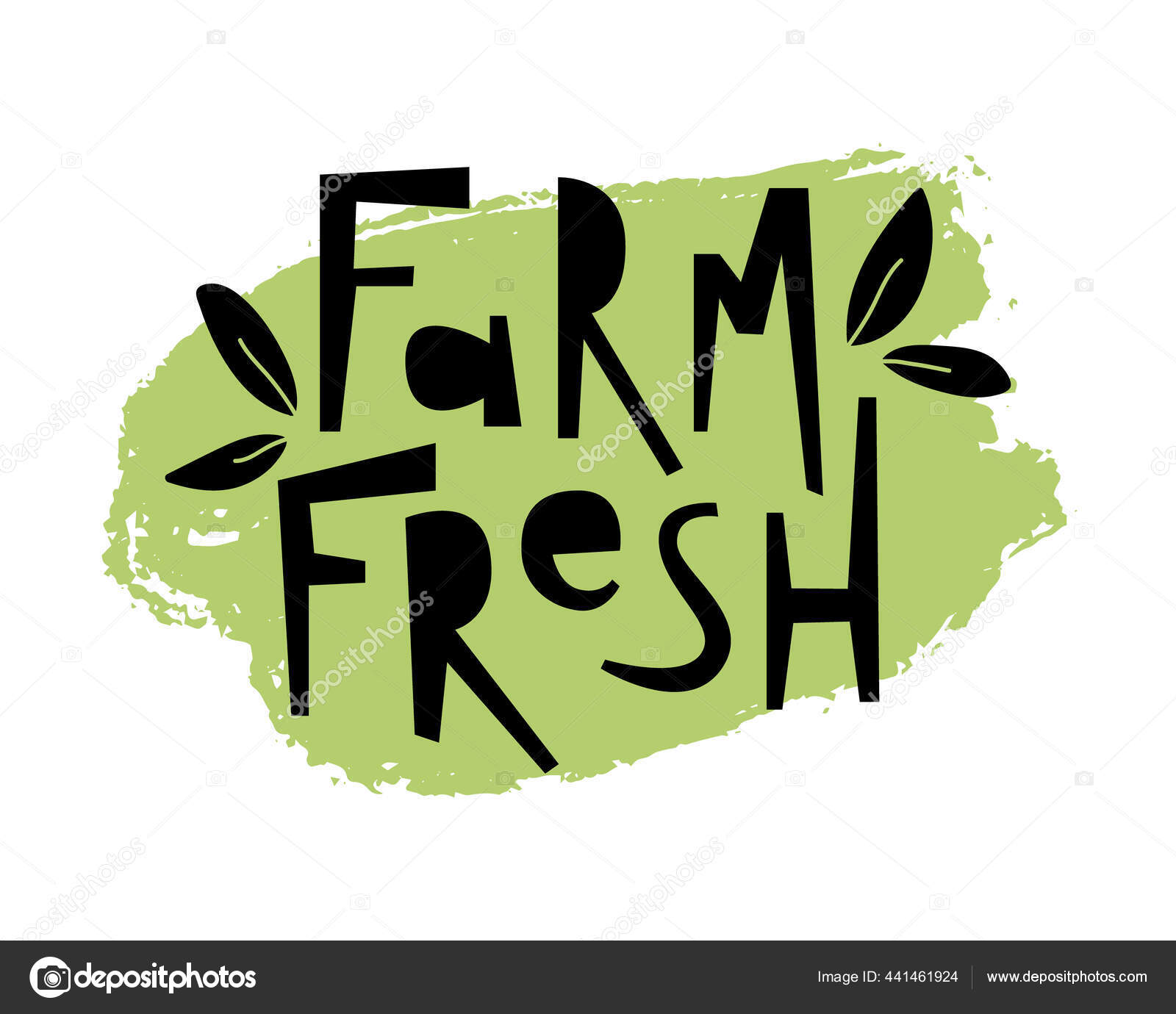 Farm Fresh Hand Drawn Lettering Isolated White Background Vector ...