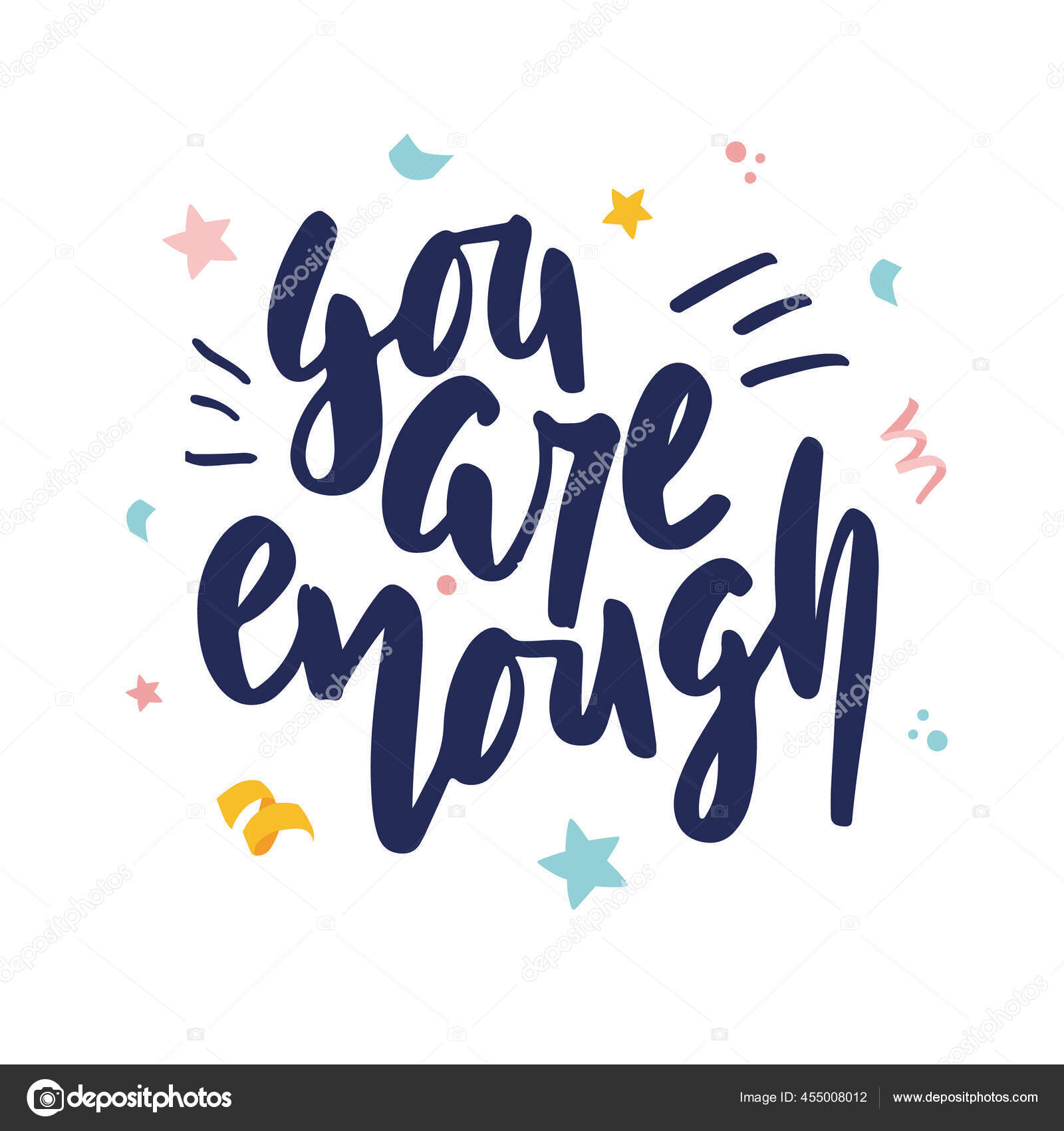 You Enough Hand Drawn Lettering Inspirational Short Message Vector ...