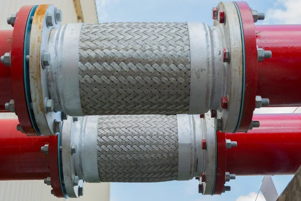 Flexible pipe and pipe connection for fire protection system. — Stock Photo © K.D.P #105371576