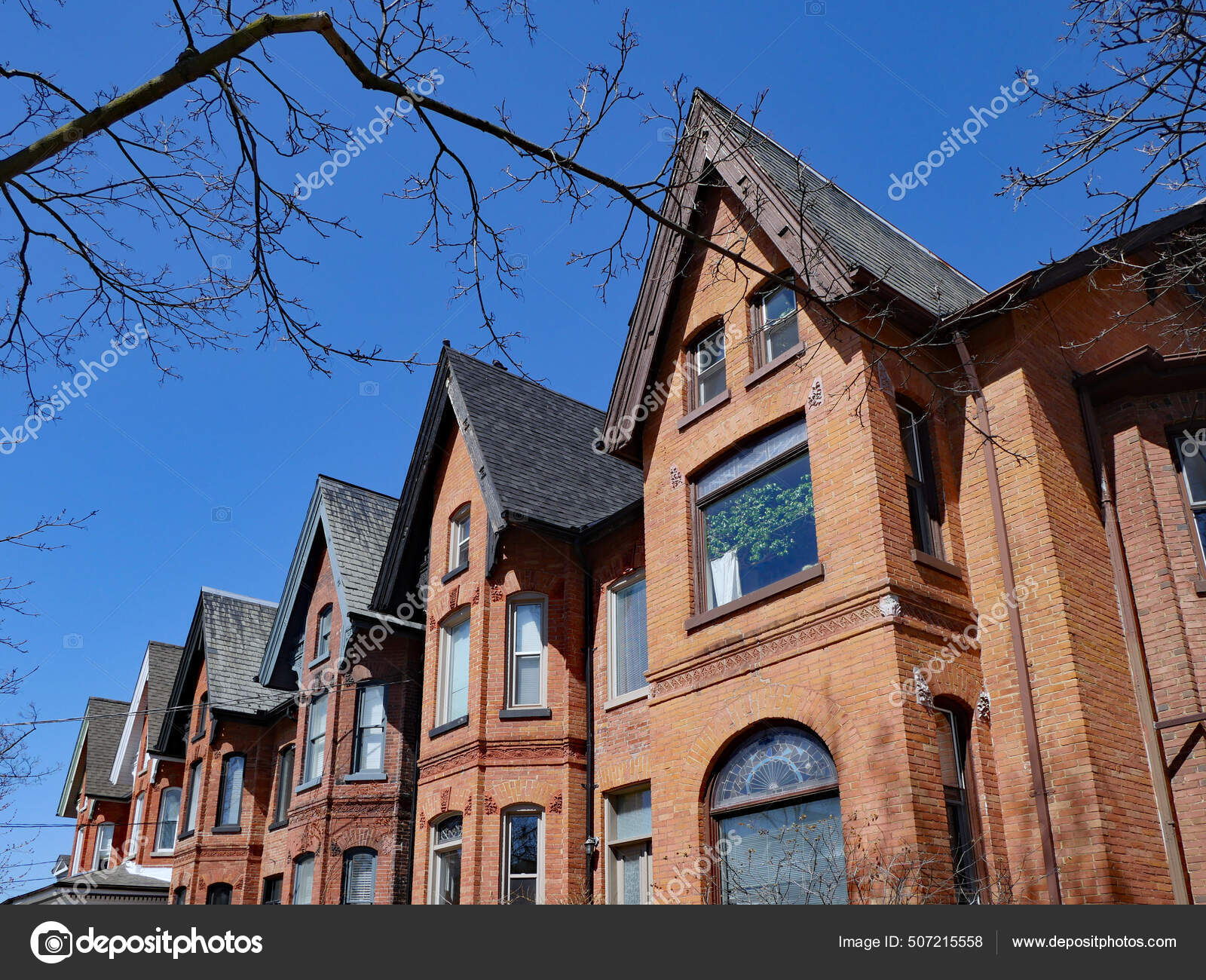Old Tall Narrow Victorian Row Houses Gables Stock Photo by ©spirope ...