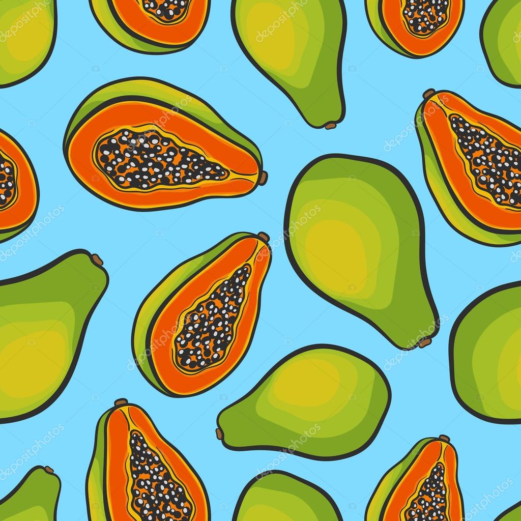Seamless background with a pattern of ripe delicious sliced papaya ⬇ ...