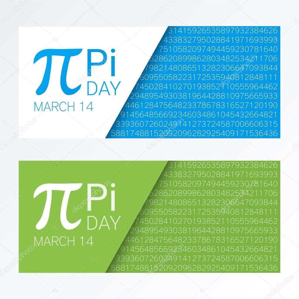 Set of colorful horizontal banners for Pi Day. Pi number, Pi sign ...