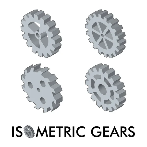 Set of four isometric gears isolated on a white background. Isometric ...