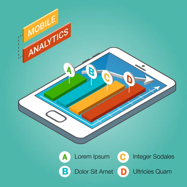 Isometric smartphone with graphs in the isometric projection. Mobile ...