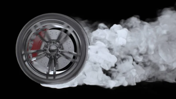3d render burnout wheels with smoke on black background Stock ...