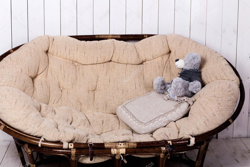 Rattan sofa in a room — Stock Photo © Ribalka #106205240