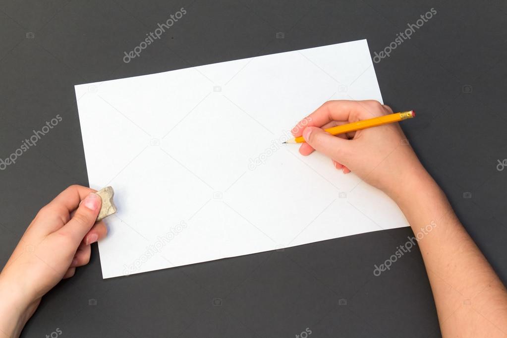 Pencil drawing on a white sheet — Stock Photo © maximsob #86569058