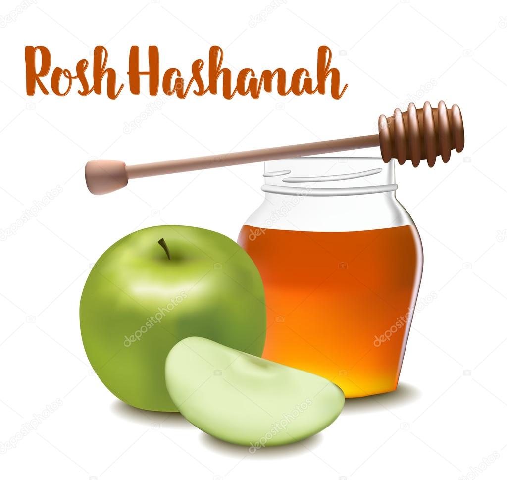 Rosh Hashanah Apples And Honey Cartoon