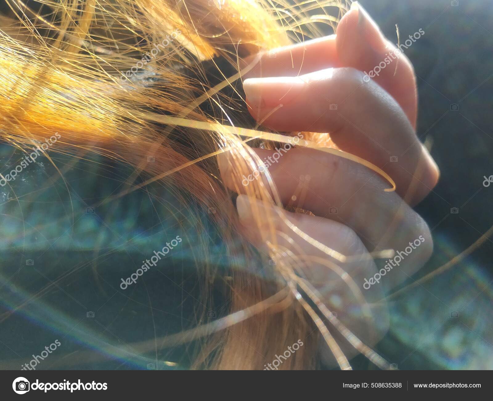 Hand Hair Illuminated Sunlight — Stock Photo © rinasun #508635388