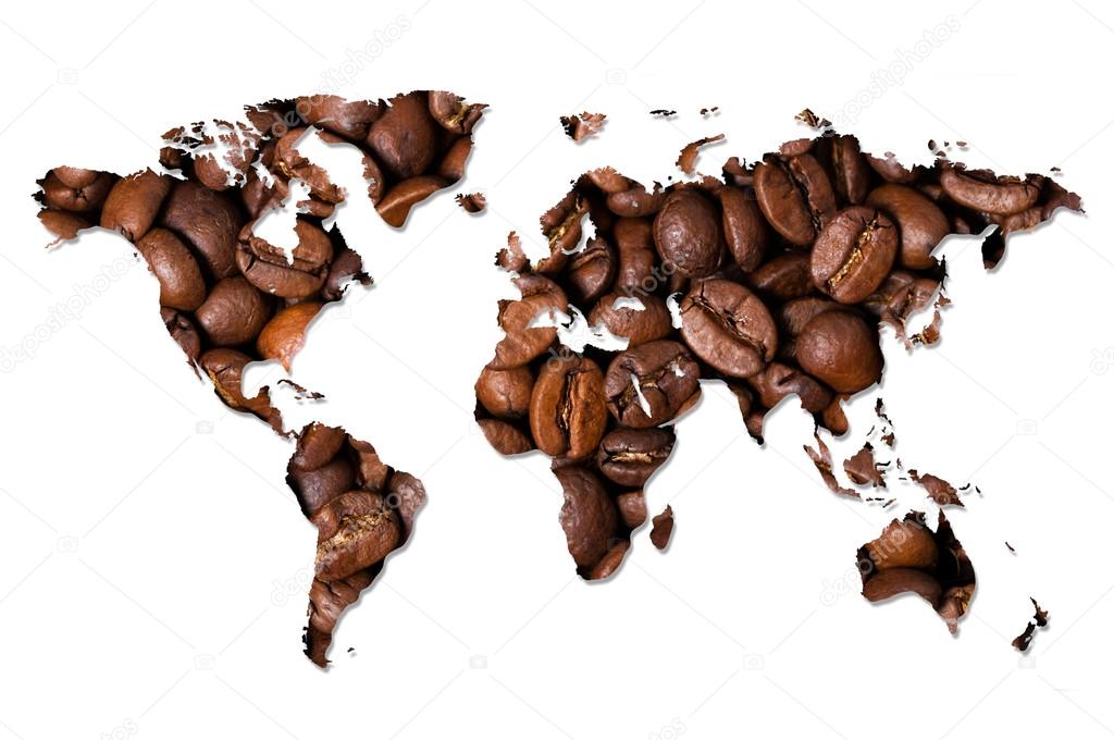 World map. Coffee beans texture. Stock Photo by ©orskis 85161292
