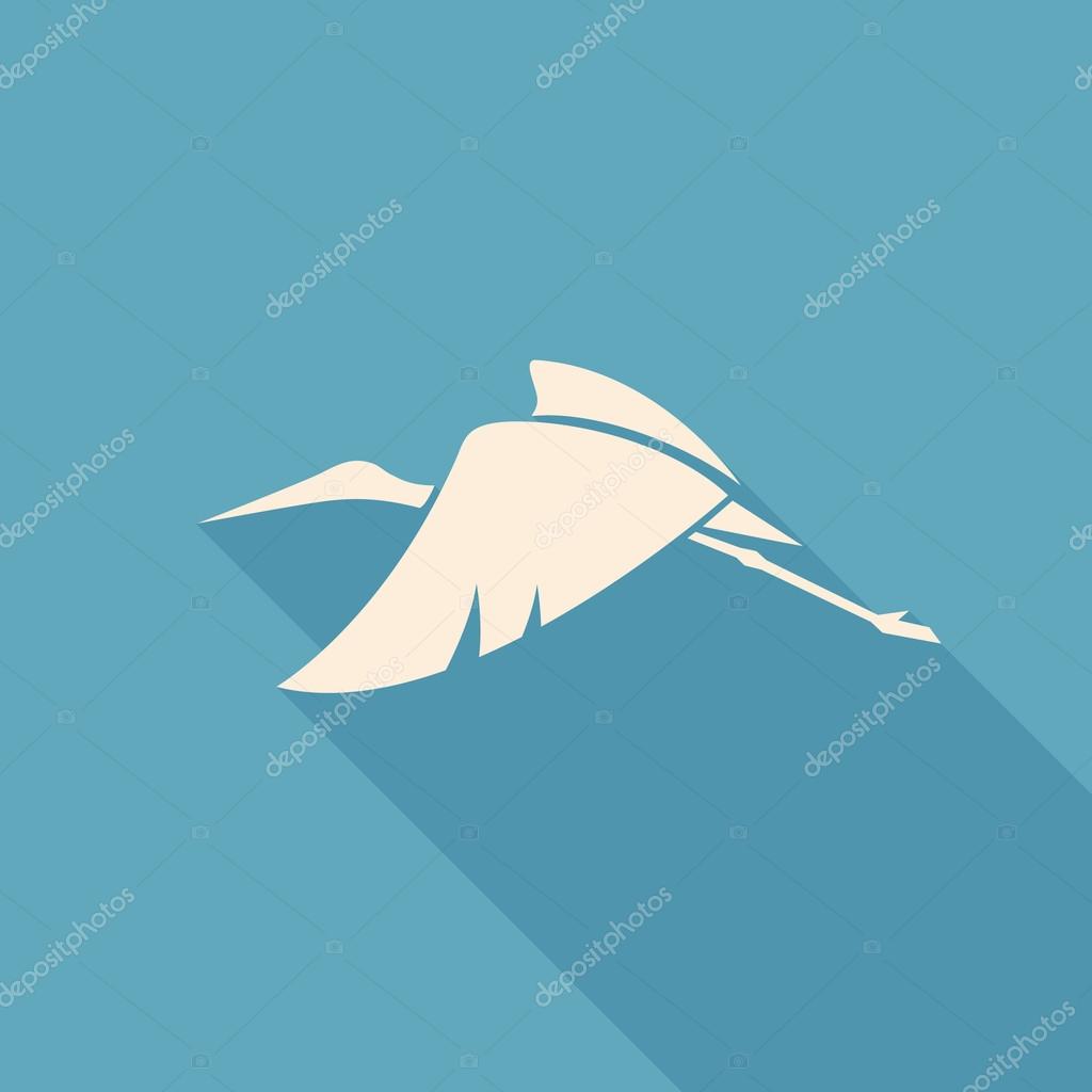 Flying stork sign logo emblem on a blue background vector illust Stock ...