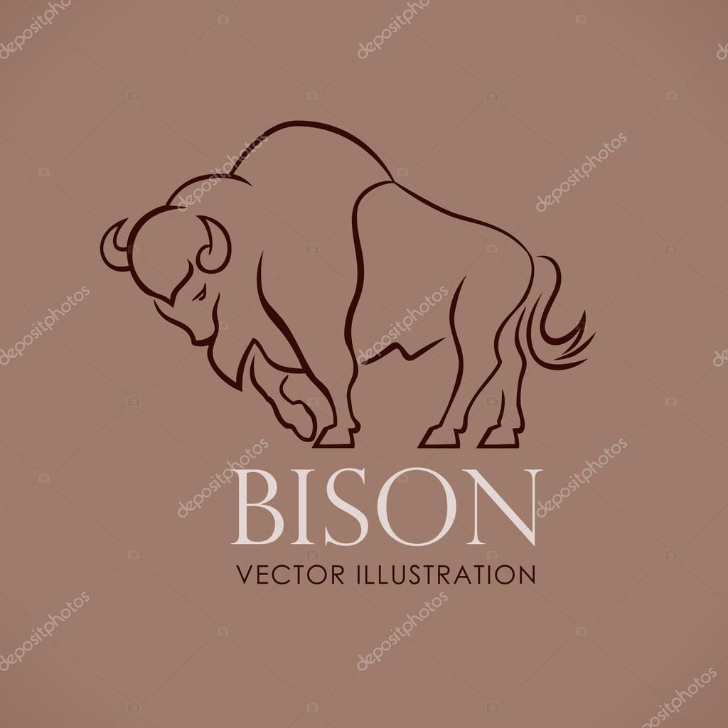 l nea logo sing emblema bisonte en color marr n oscuro illus vector de ...