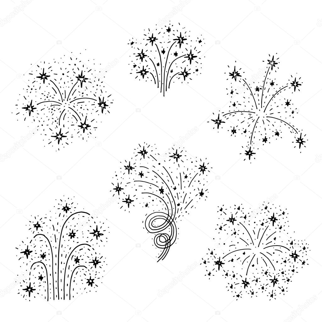 Set of hand drawn fireworks. Stock Vector Image by ©NinaFedorova #119501252