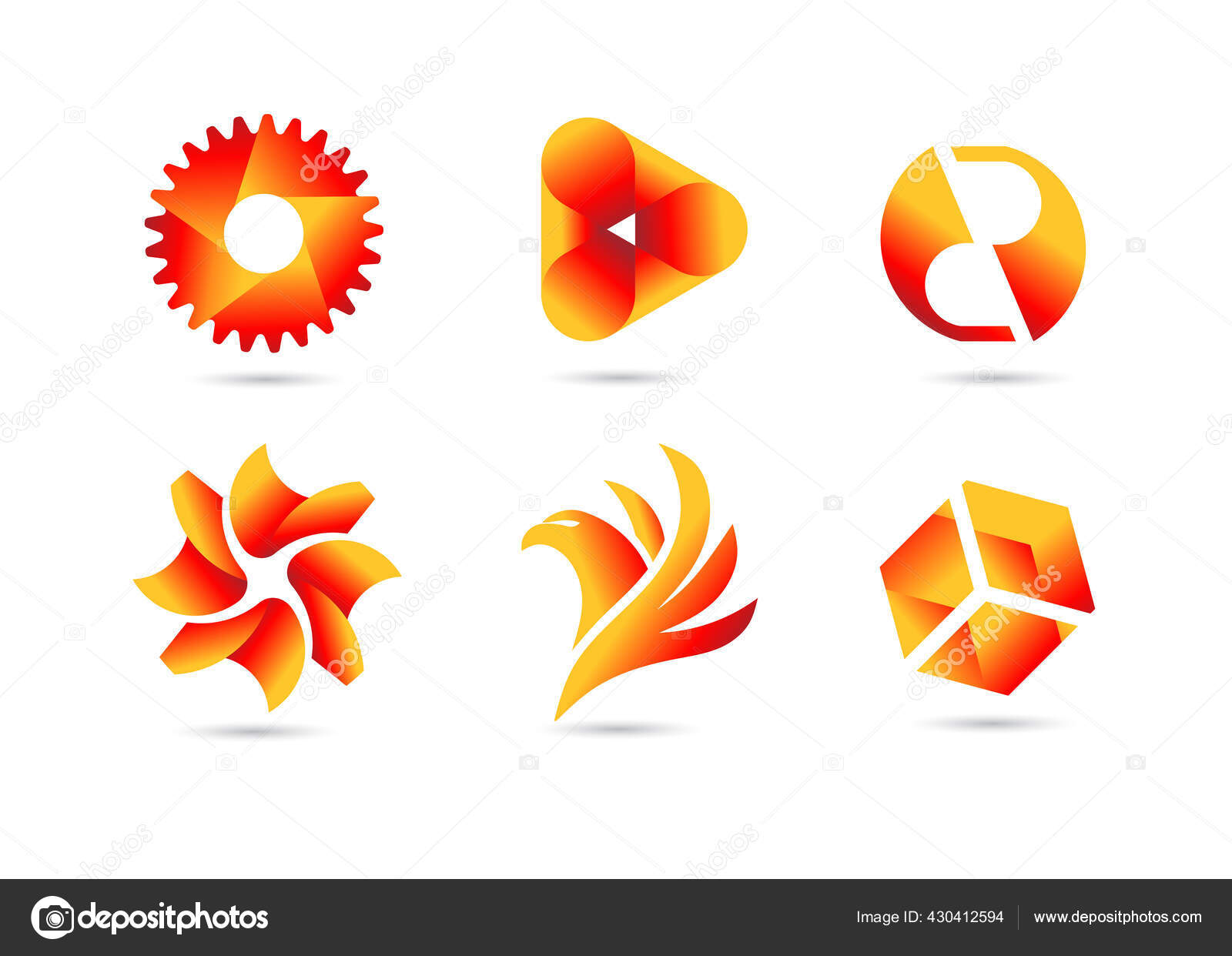 Colección Varios Logotipos Mixtos Con Ilustración Vectores Color Oro ...