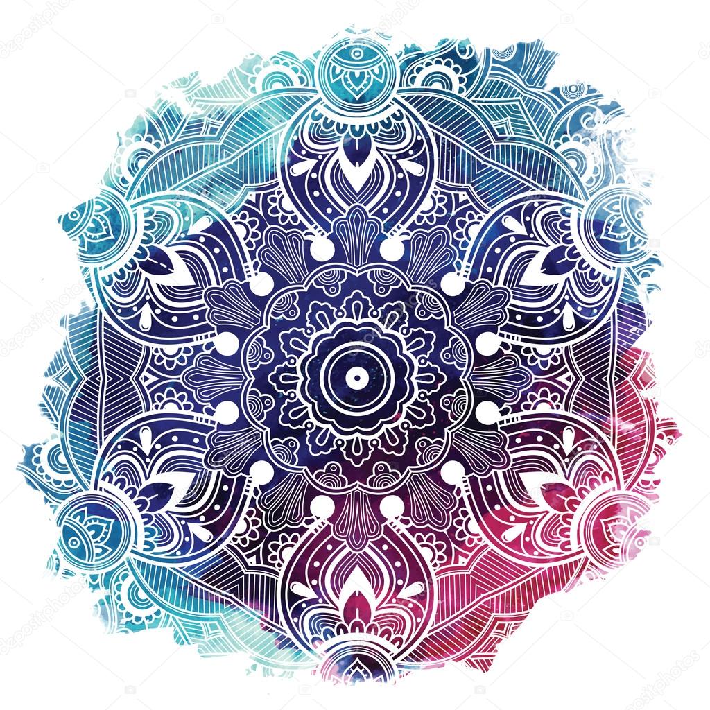 Paisley mandala over watercolor vector art. — Stock Vector © Katja87 ...