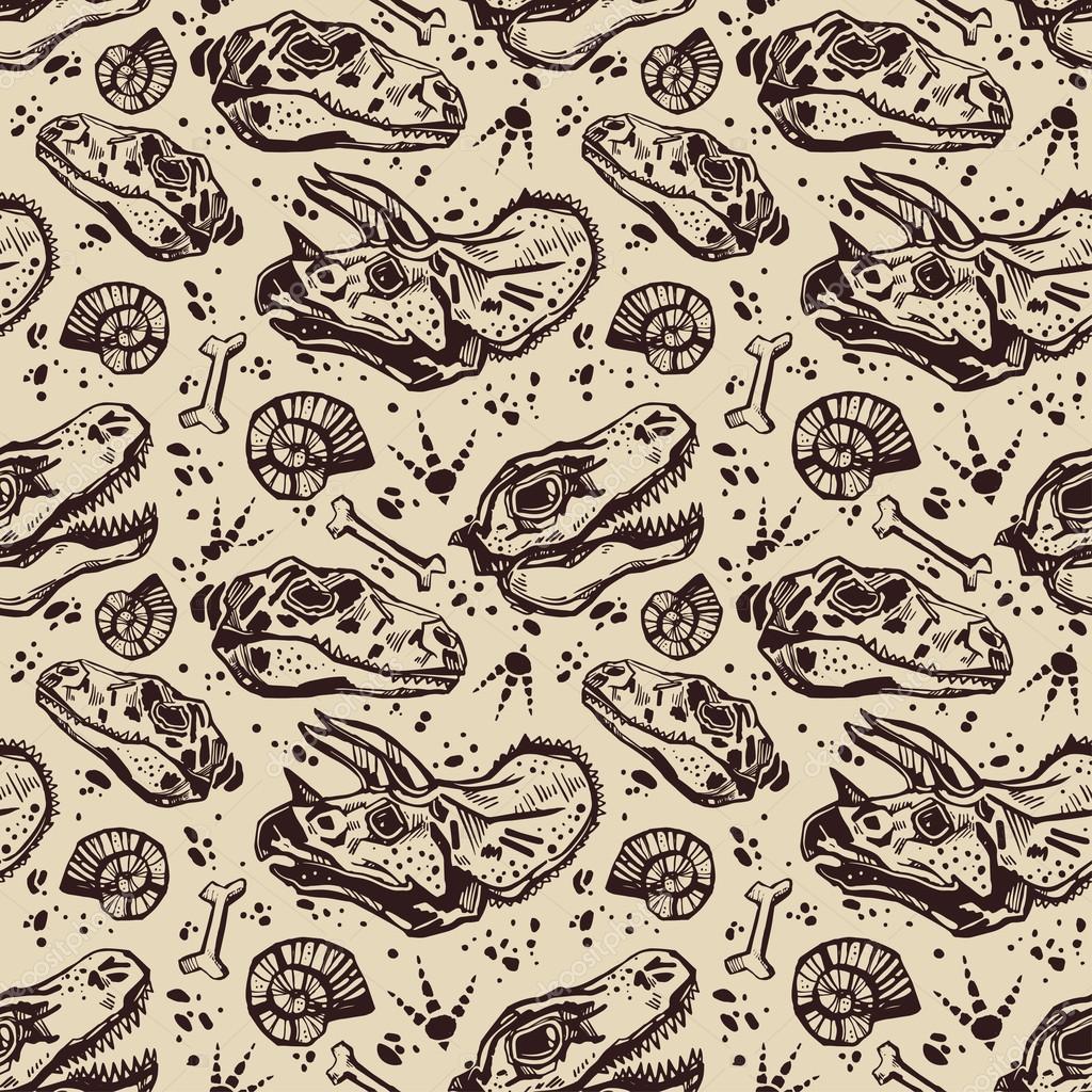 Fossil seamless pattern with dinosaur bones. — Stock Vector © Katja87 ...