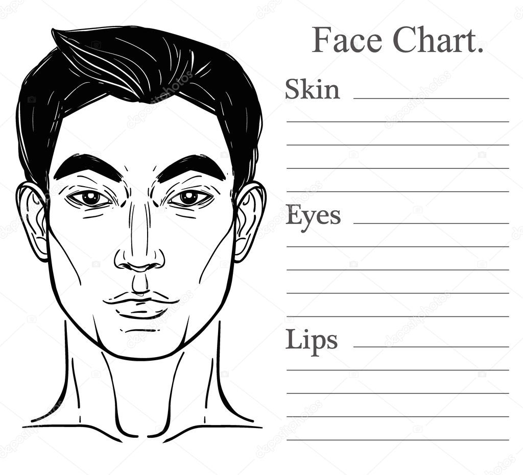 Male Face Chart Make Up Artist Blank — Stock Vector © Katja87 90233912