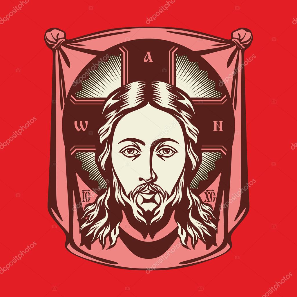 Face of Jesus. Icon Orthodox Church — Stock Vector © biblebox #109084766