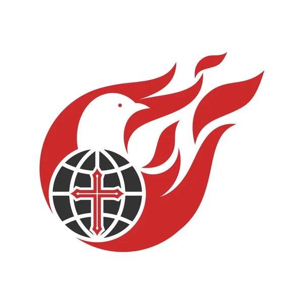 Christian Symbols Logo Church Cross Jesus Flame Fire Symbol Holy Stock ...
