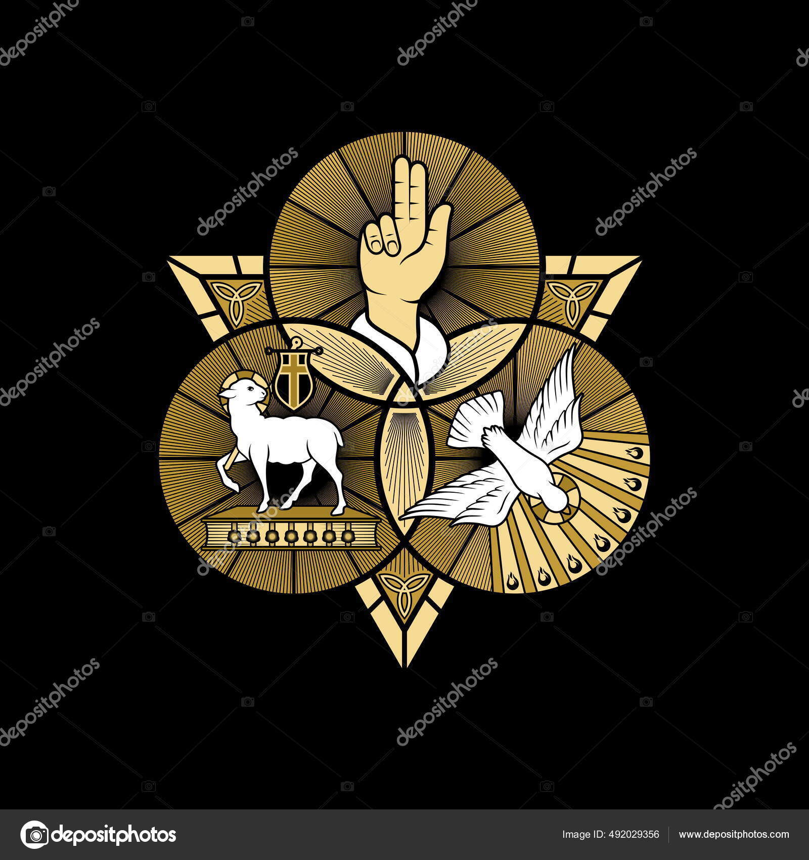 Ilustração Cristã Magnífico Selo Santíssima Trindade Deus Pai Deus ...