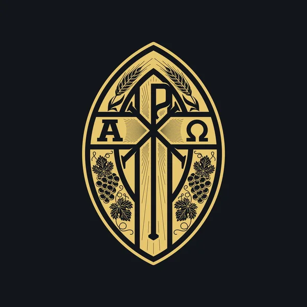 Ilustración cristiana. Monograma de Jesucristo - Chrismon. Las espigas ...