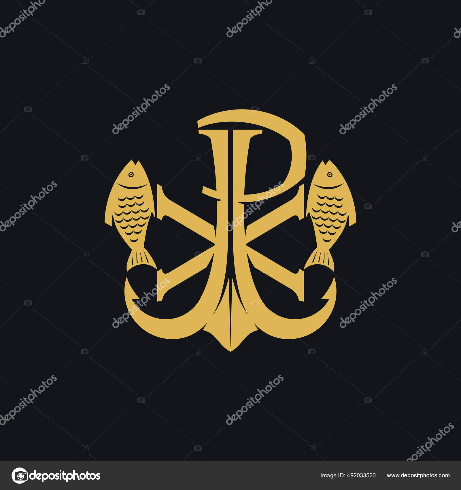 Christian Illustration Monogram Jesus Christ Chrismon Sign Fish Jesus ...
