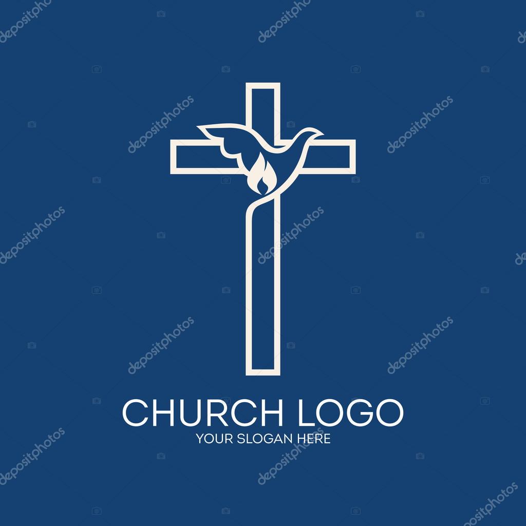 Church logo. Dove, cross, flame, icon Stock Vector by ©biblebox 86737500