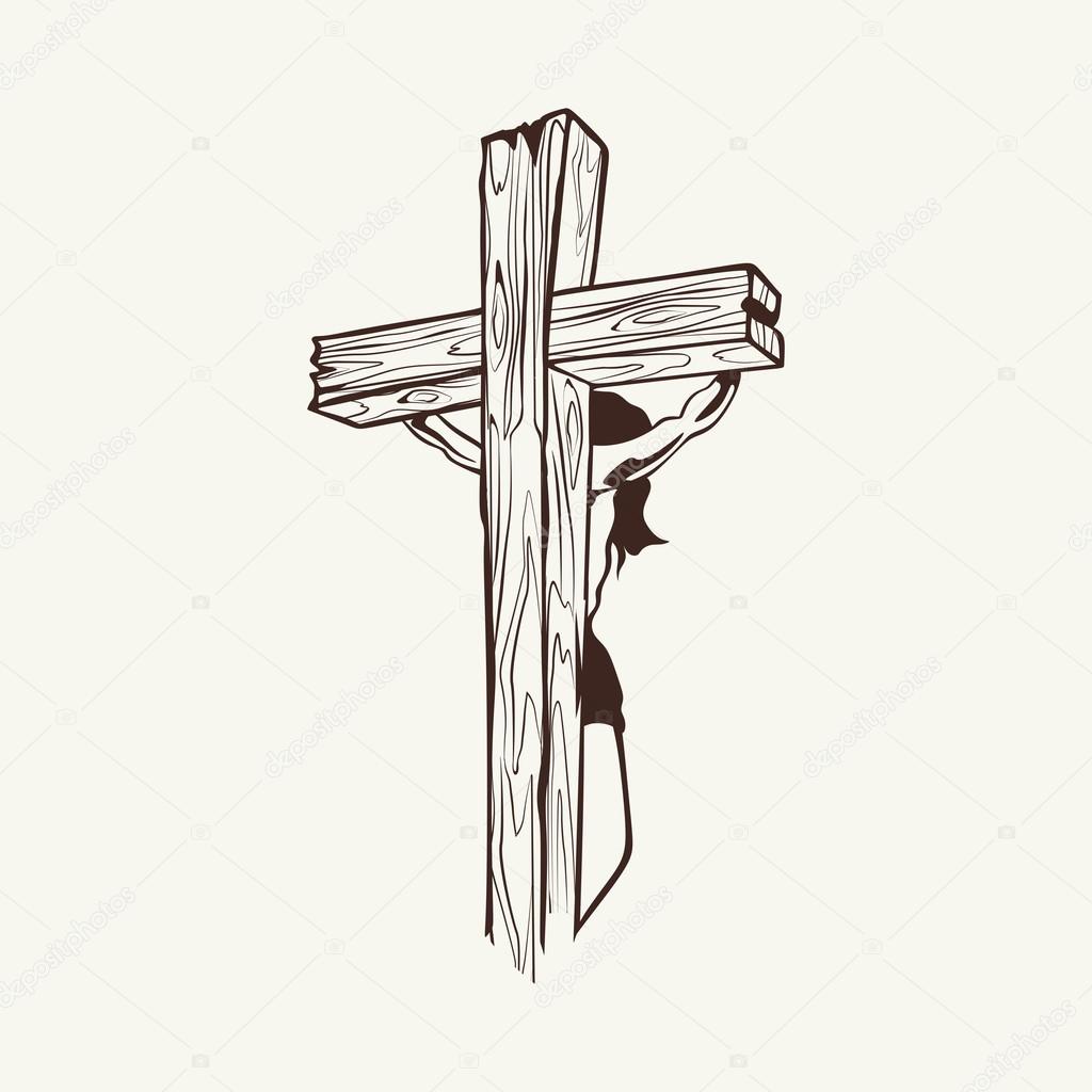 耶稣在十字架上,手绘图库矢量图作者:© Biblebox 90786194