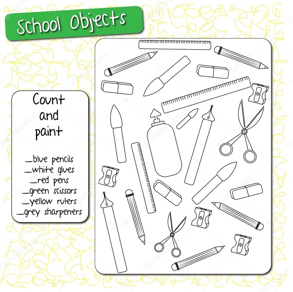 School objects to paint ⬇ Stock Photo, Image by © melcastillo #91464124