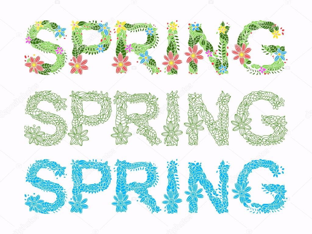 Word spring in floral font vector Stock Vector by ©AlexanderPokusay ...