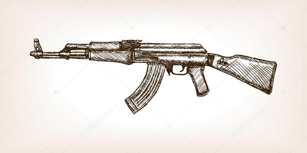 Ak rifle hand drawn sketch vector illustration Stock Vector Image by ©AlexanderPokusay #118462256
