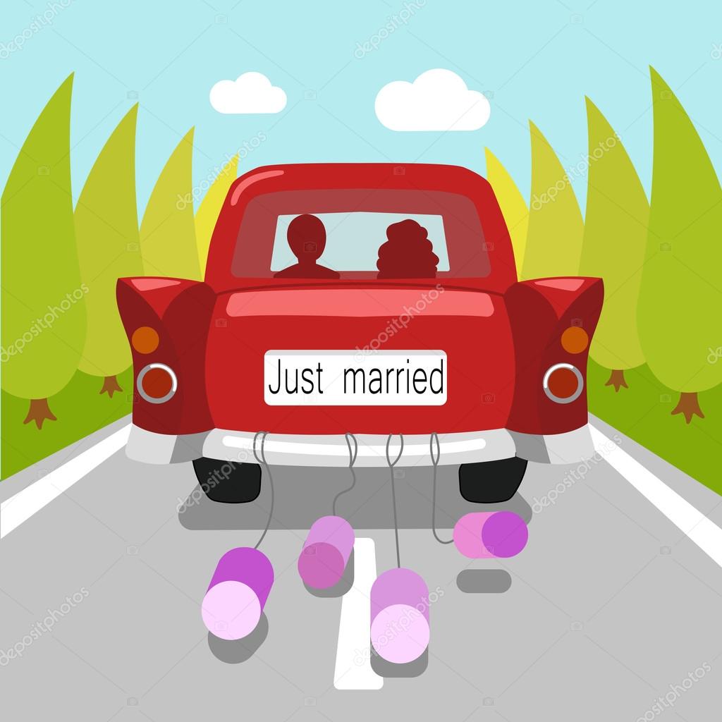 Wedding car just married cartoon vector Stock Vector Image by ...