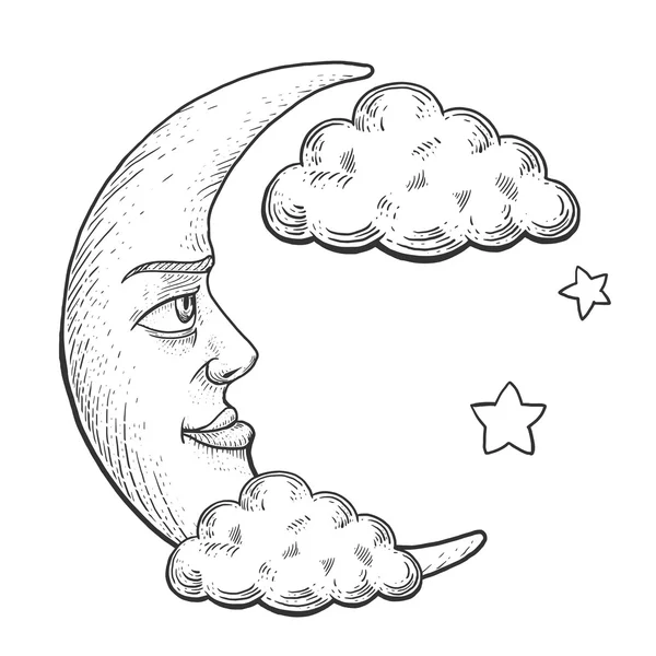 Moon with face engraving style vector illustration Stock Vector by ... Moon with face engraving style vector illustration Stock Vector by ...